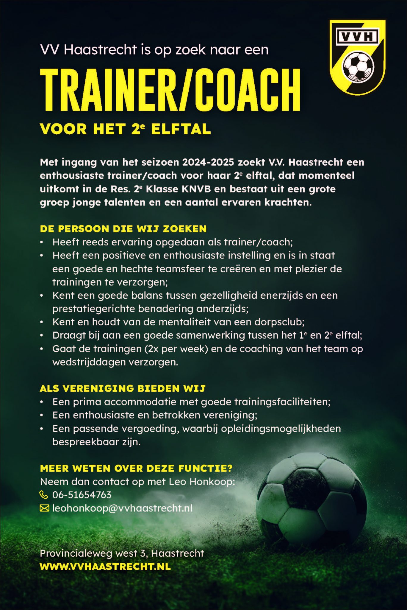 Gezocht: Trainer / Coach voor het 2e elftal | VV Haastrecht